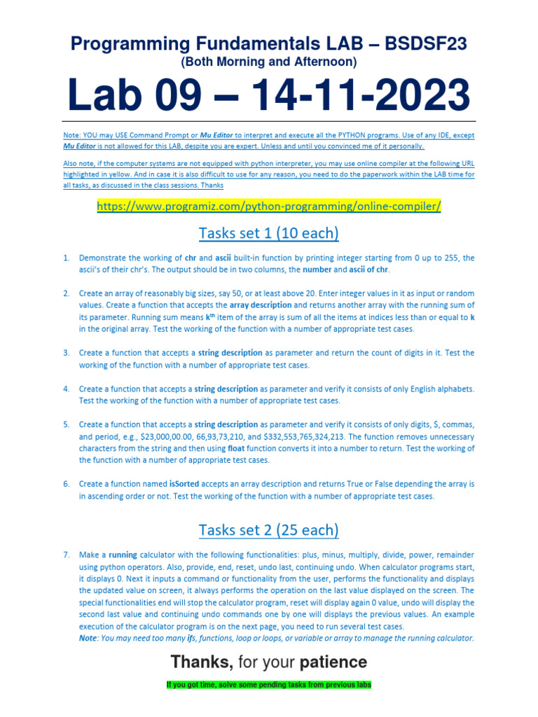 Lab 09 Bsdsf23 Pf Pdf Parameter Computer Programming String