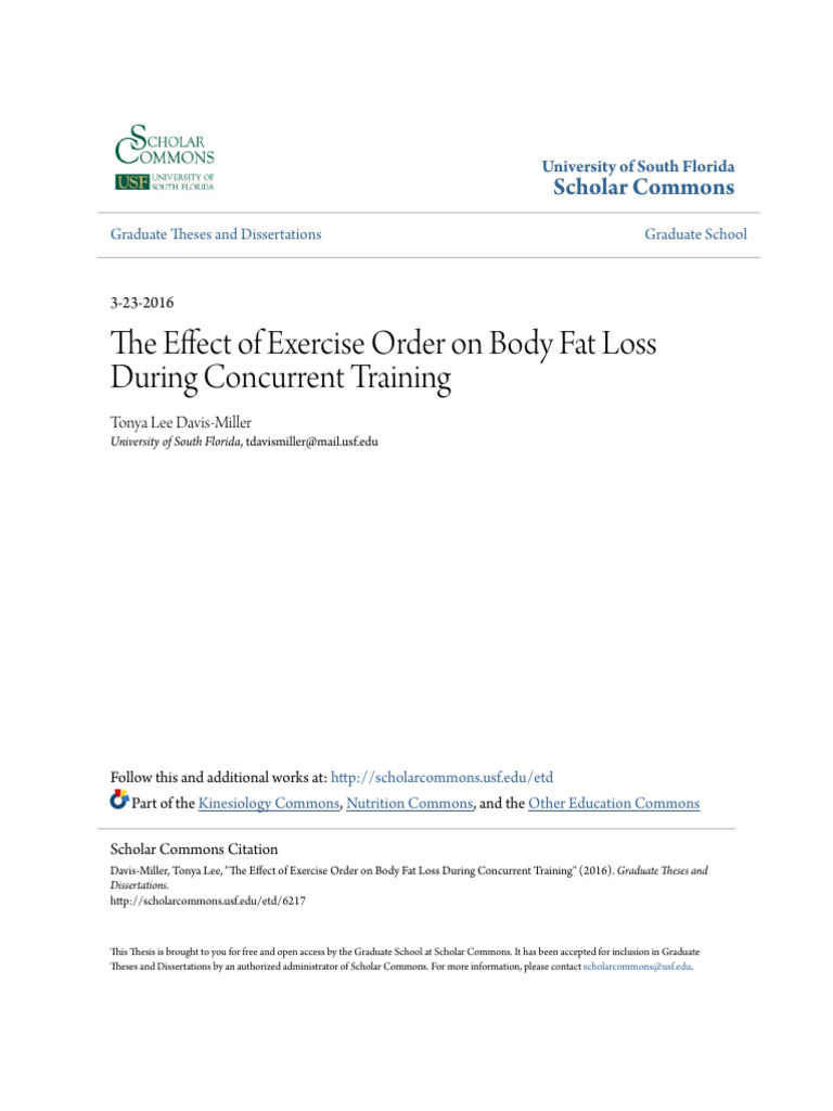 THESIS 4 The Effect of Exercise Order On Body Fat Loss During Concurrent T | PDF | Obesity ...