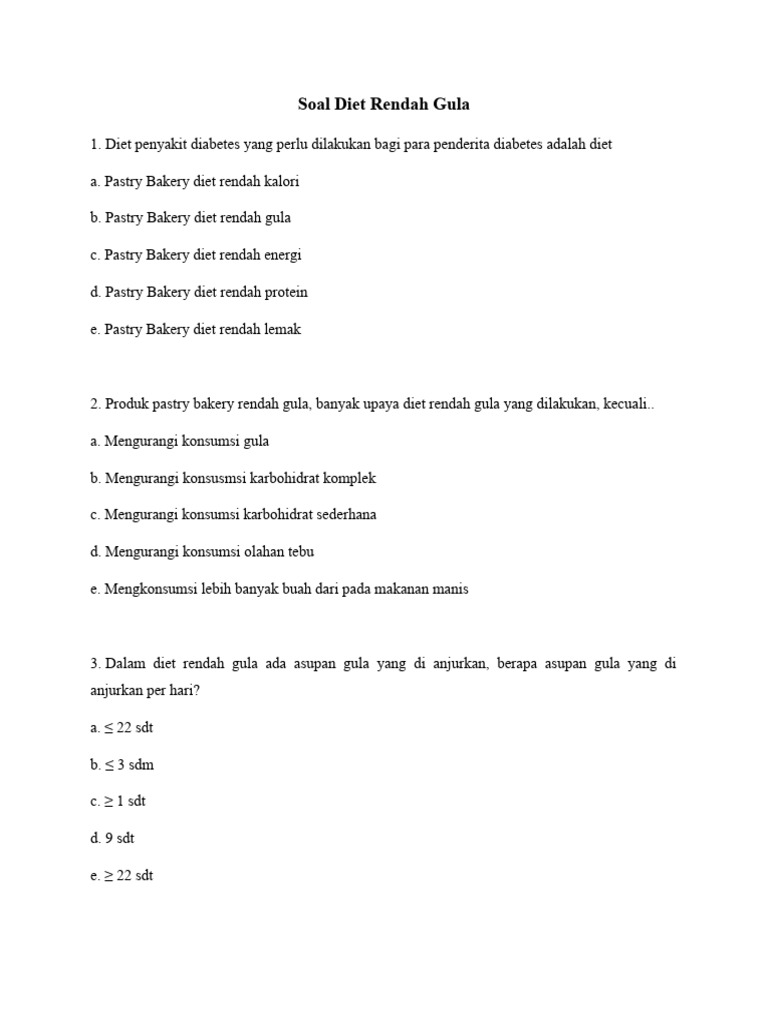 Soal Untuk Diet Rendah Gula | PDF