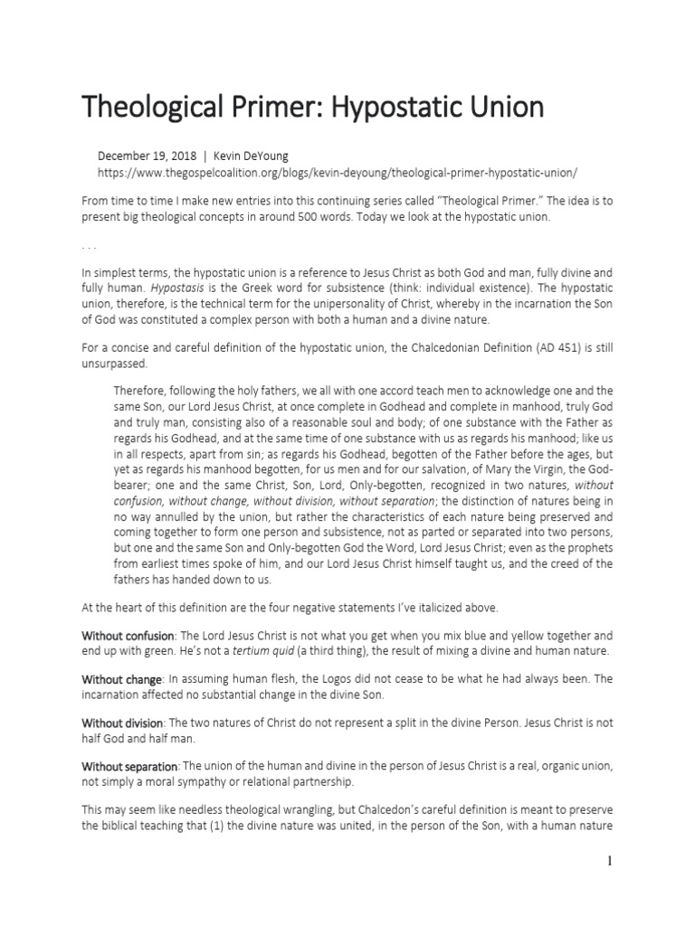 Hypostatic Union 1 | PDF | Incarnation (Christianity) | Jesus Hypostatic Union 1 | PDF | Incarnation (Christianity) | Jesus