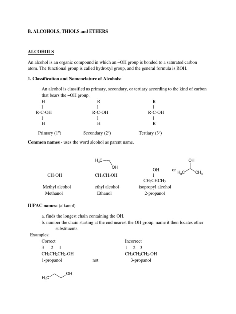 Alcohol, Thiol and Ether | PDF | Ethanol | Thiol
