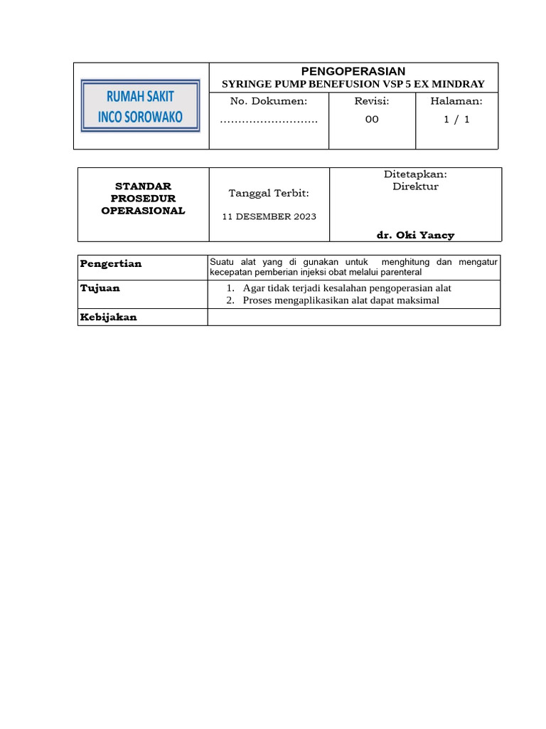 Format Standar Prosedur Operasional | PDF