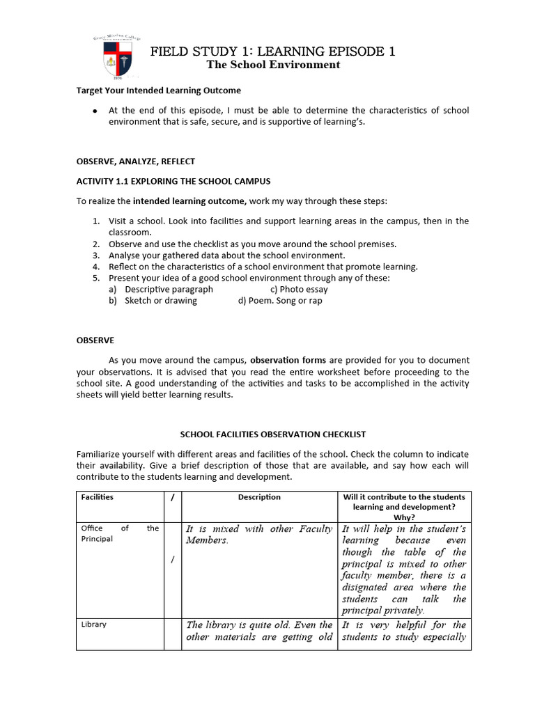 fs1 Ep1 Updated | PDF | Classroom | Learning
