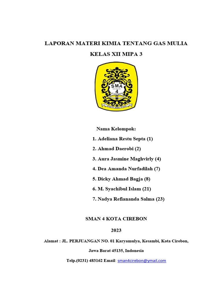 Laporan Materi Kimia Tentang Gas Mulia | PDF