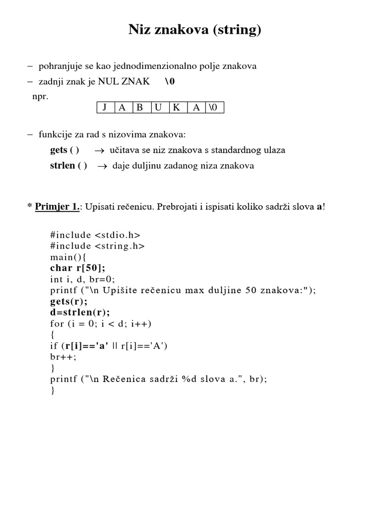 Nizovi Znakova | PDF