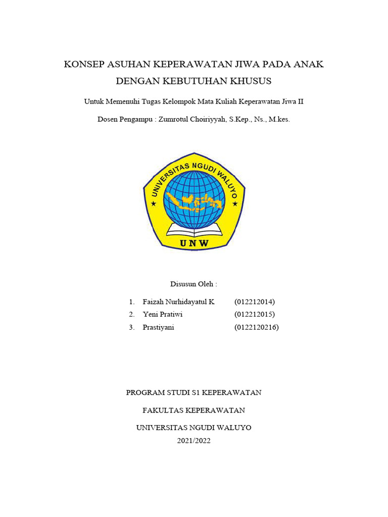 Askep Jiwa Anak Kebutuhan Khusus | PDF | Pengembangan Diri | Kesehatan Holistik