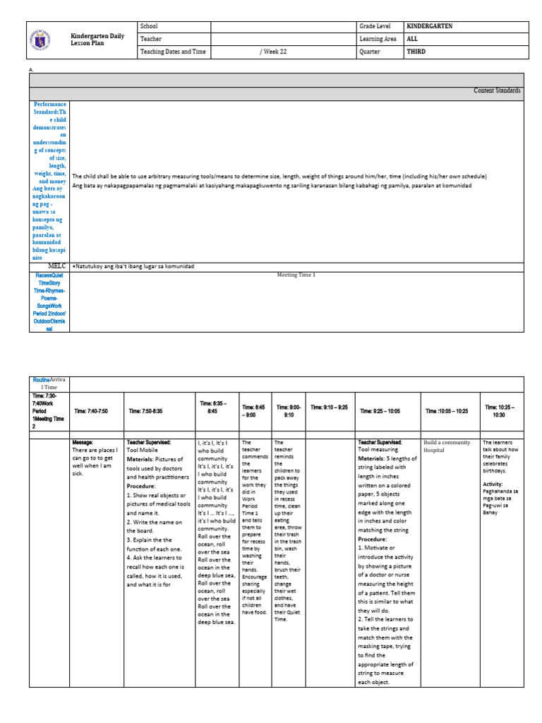 Kinder New DLL Week22 Day4 | PDF | Cognition | Learning