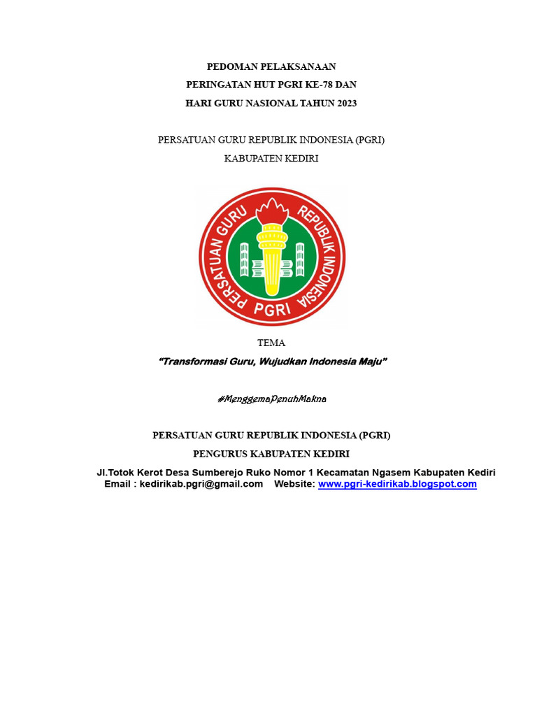 HUT PGRI Ke-78 dan Hari Guru 2023 Kediri | PDF