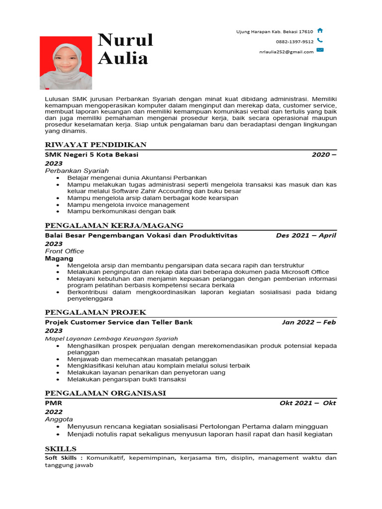 _FREE TEMPLATE CV Lulusan SMK by Vina Muliana | PDF