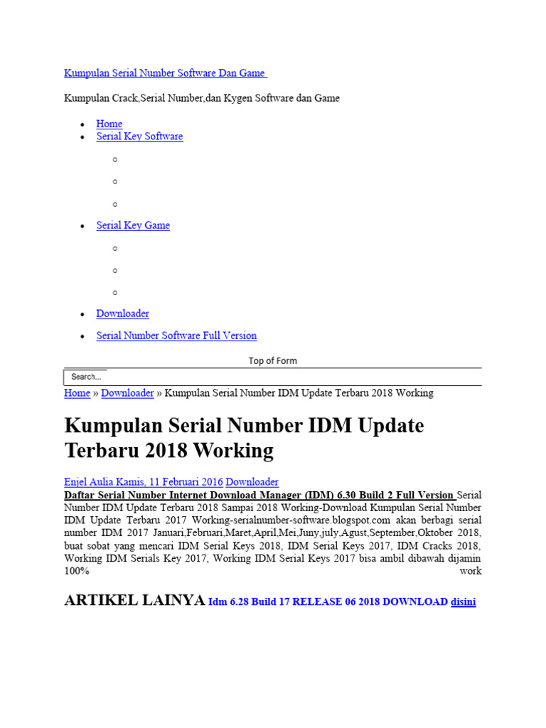 Kumpulan Serial Number Internet Download Manager | PDF | Komputer | Teknologi & Rekayasa