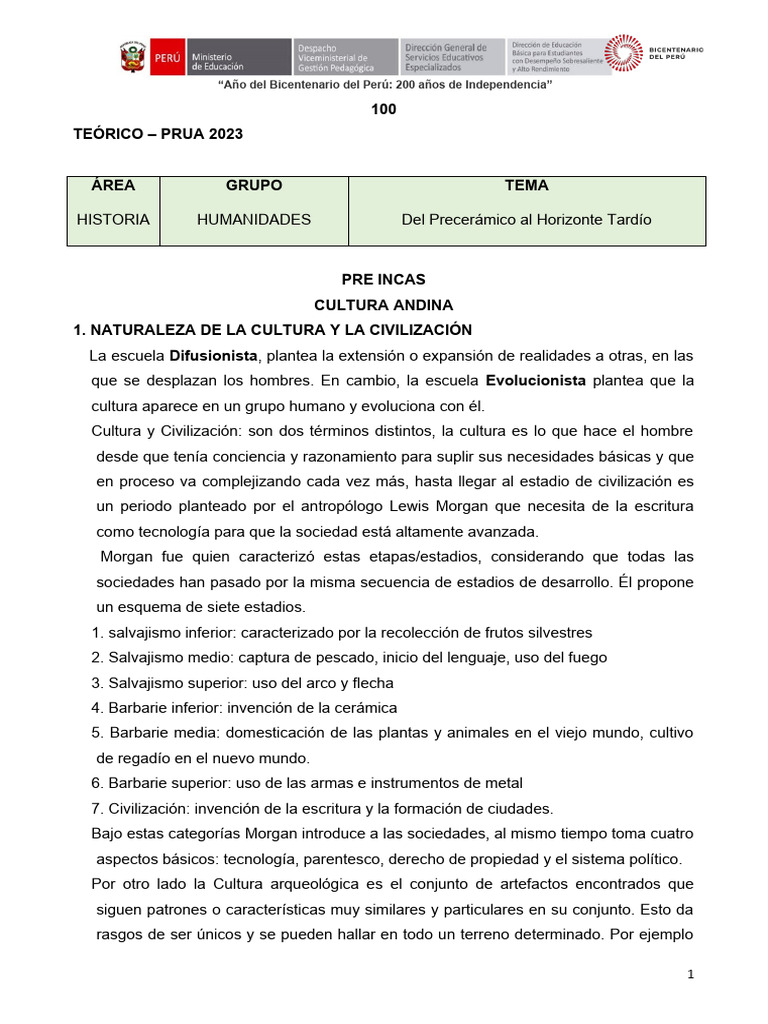 Historia Andina: De Precerámico a Chavín | PDF | Imperio Inca | Era ...
