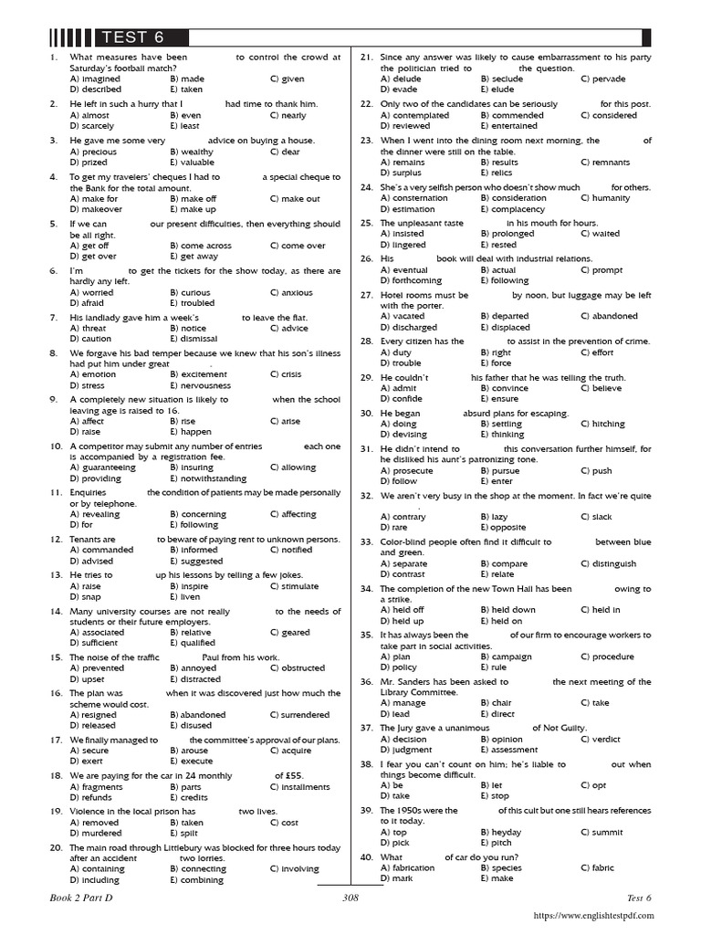 English Vocabulary Test | PDF