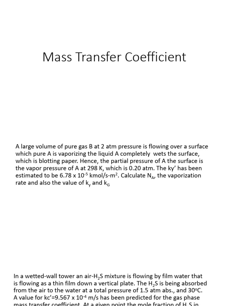 Mass Transfer Coefficient | PDF