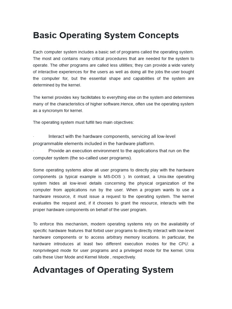 Basic Operating System Concept and Its Services | PDF | Operating System | Kernel (Operating System)