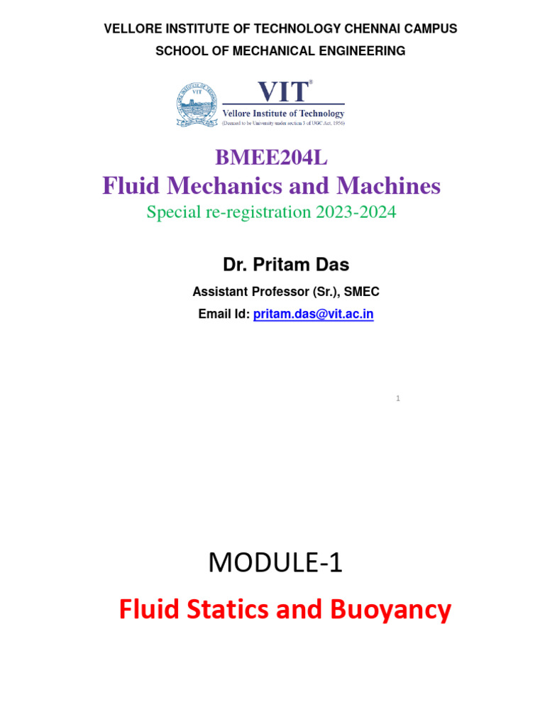 Module 1_FM | PDF | Viscosity | Fluid Mechanics