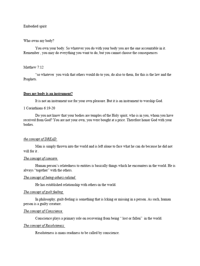 Embodied Spirit | PDF | Soul | Experience