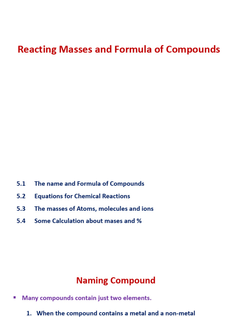 Chapter 5 Reacting Masses and Chemical Equation | PDF | Chemical ...