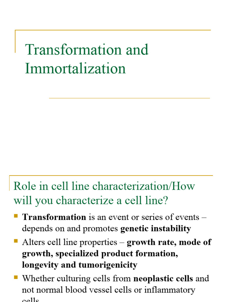Transformation and Immortalization | PDF | Carcinogenesis | Cell Growth
