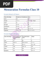 Mensuration Formulas Class 10 PDF | PDF