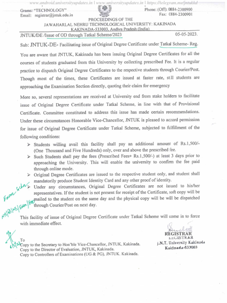 JNTUK OD - Tatkal 2023 | PDF | Computers | Technology & Engineering