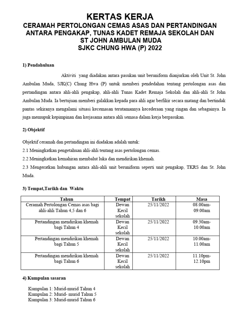 2022 Kertas Kerja Pertandingan Unit Beruniform | PDF