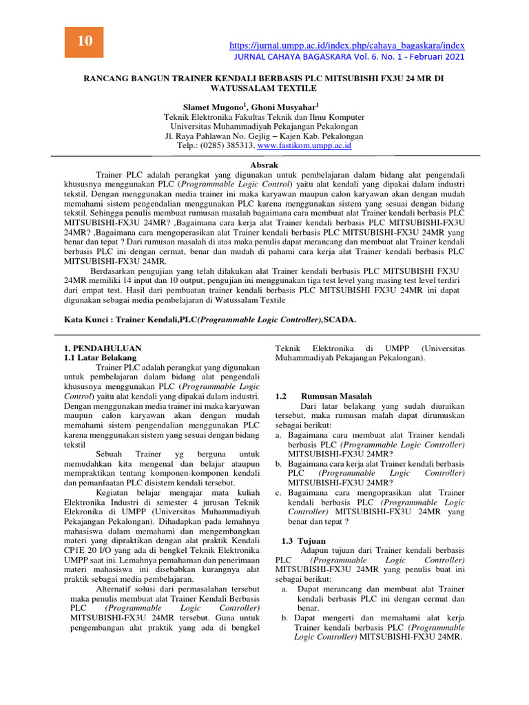 Trainer Kendali PLC Mitsubishi FX3U | PDF