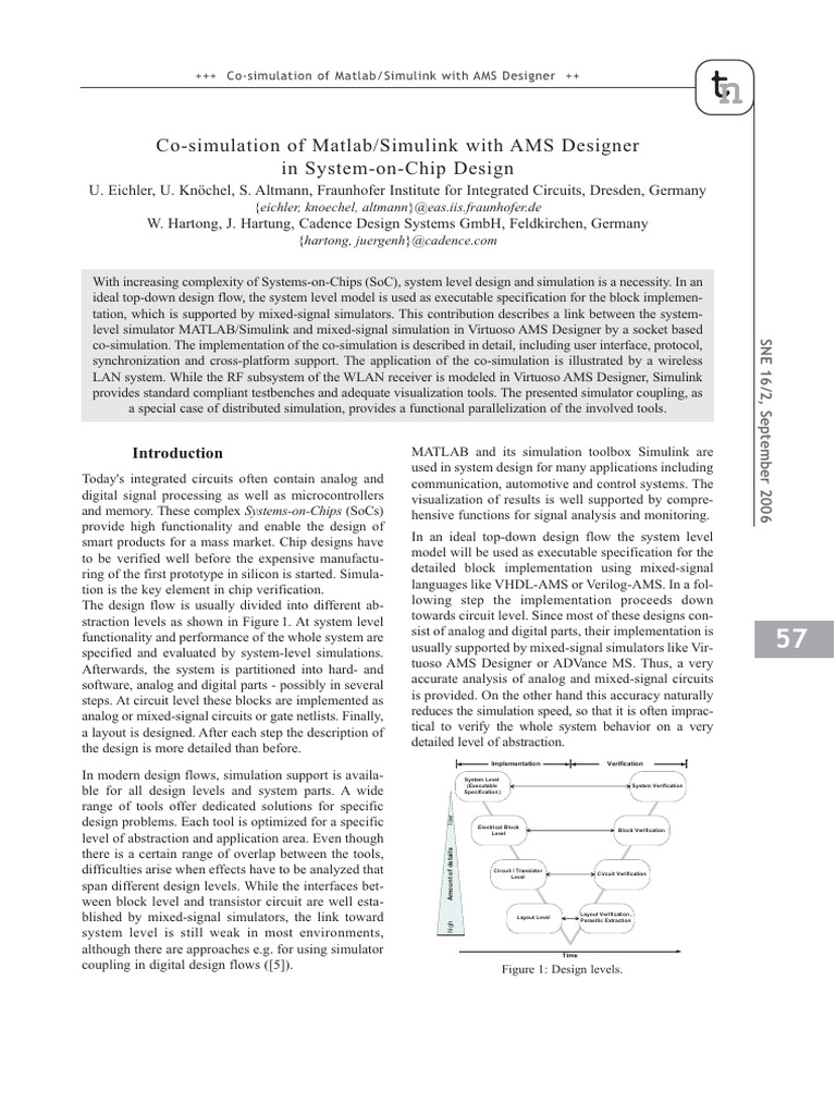 Co-Simulation of Matlab/Simulink With AMS Designer in System-on-Chip Design | PDF | System On A ...