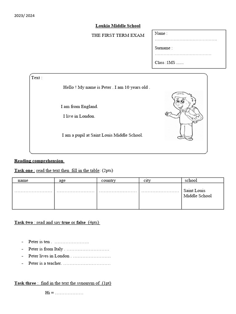 The-first-term-exam-1MS | PDF | Writing | Cognition