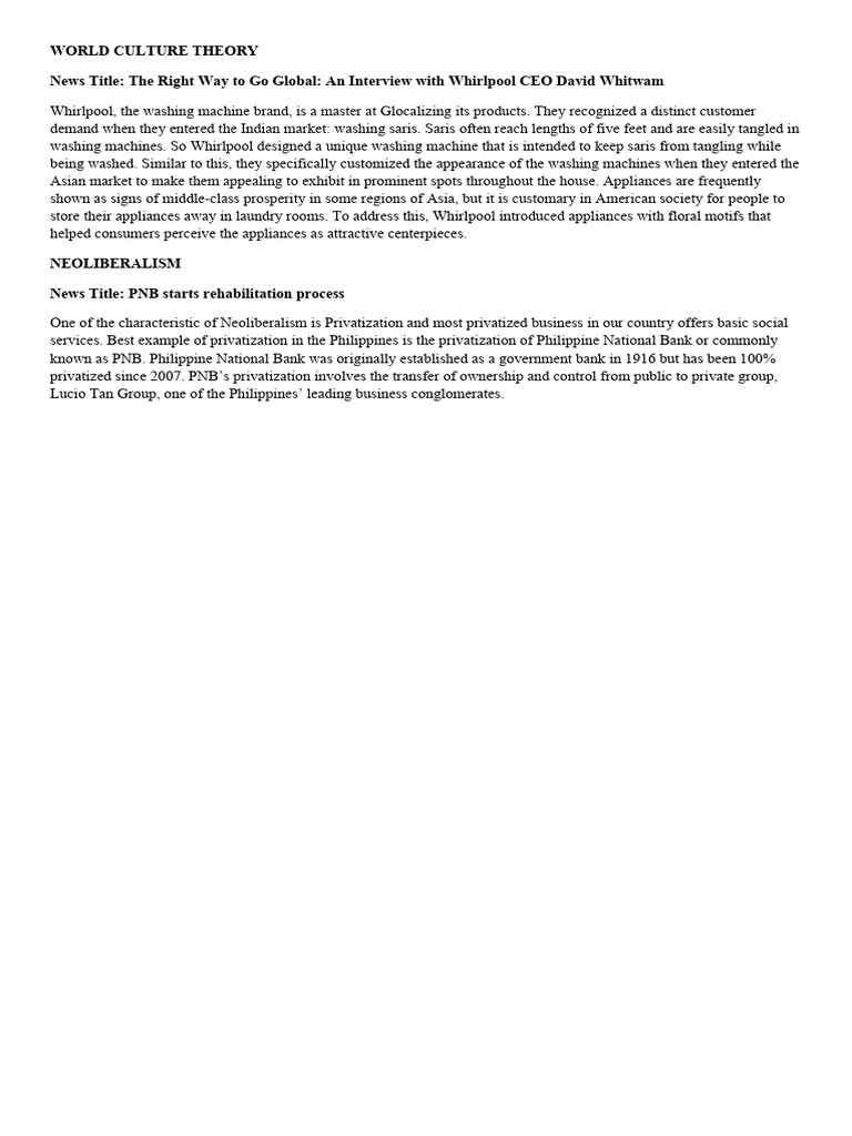 Understanding World Culture Theory | PDF | Business | Home & Garden
