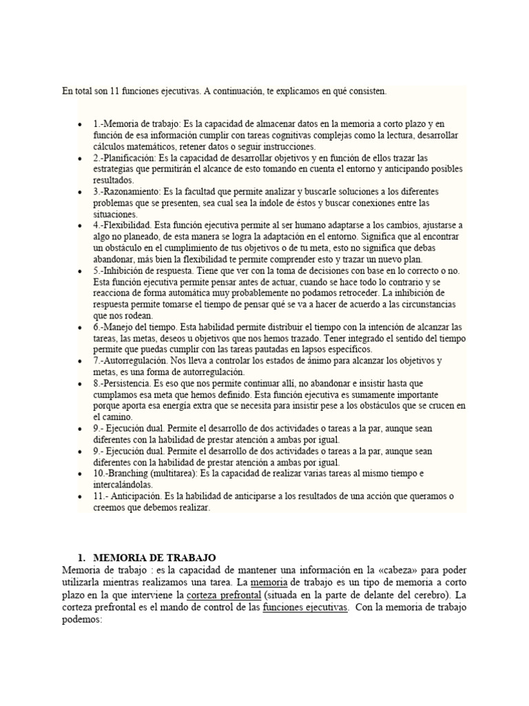 FUNCIONES EJECUTIVAS EN NIÑOS - Docx 3 | PDF | Memoria | Memoria de trabajo