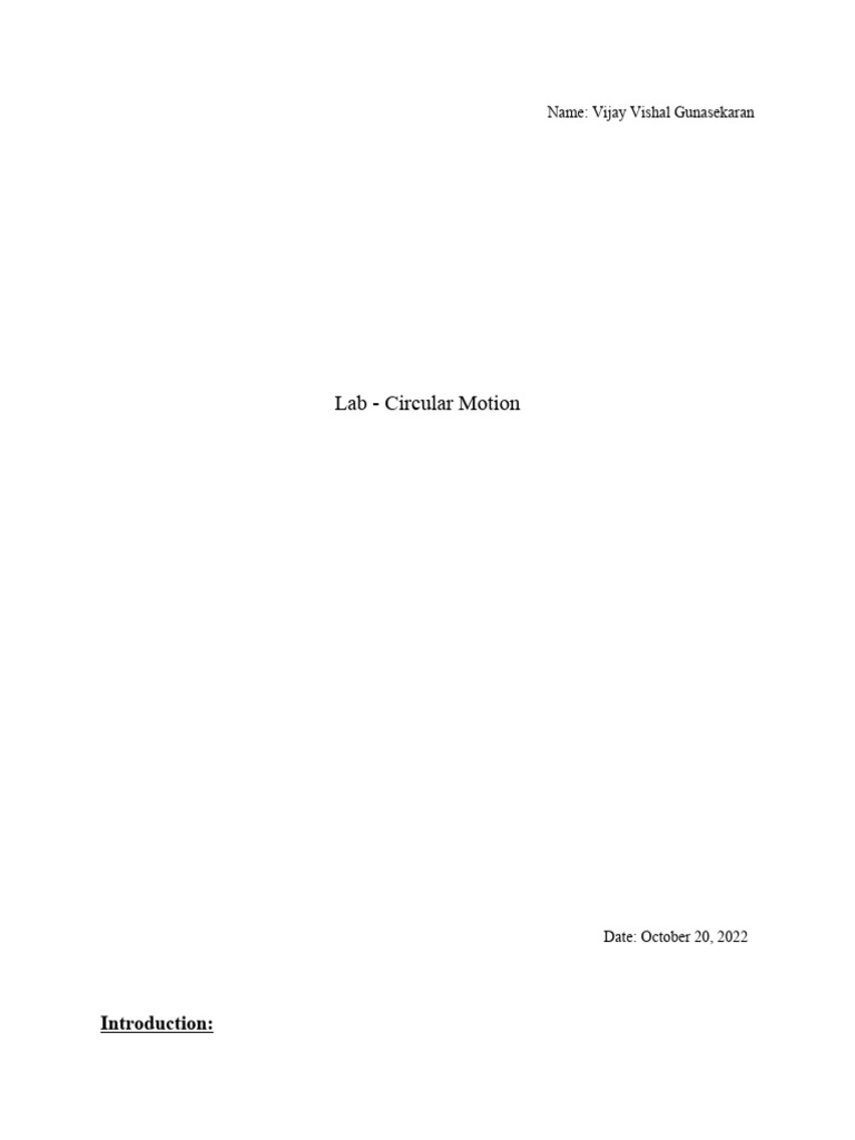 Circular Motion Lab | PDF | Force | Acceleration