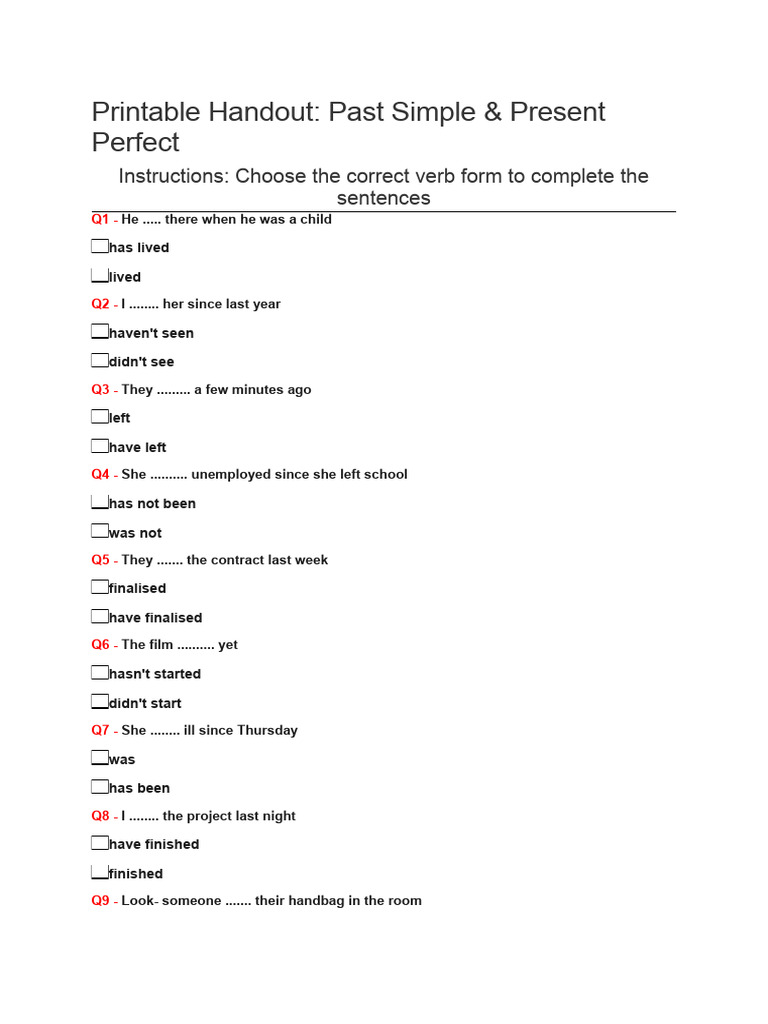 Exos Present Perfect | PDF