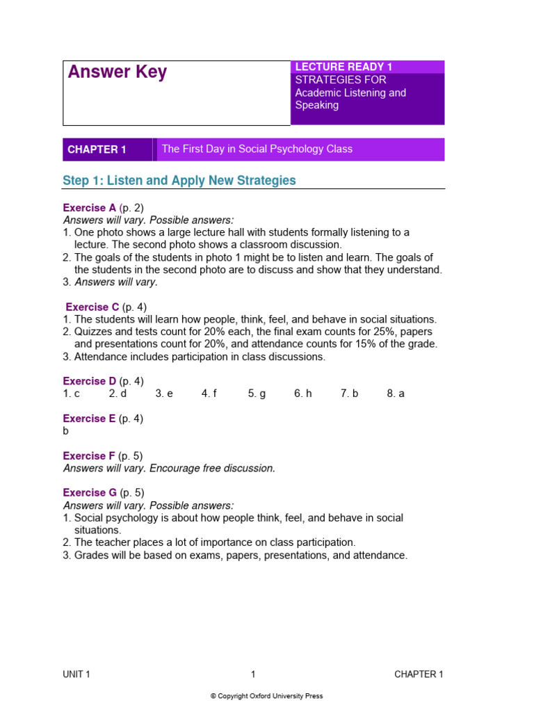 Lecture Ready 1 Answerkey | PDF | Communication | Social Psychology