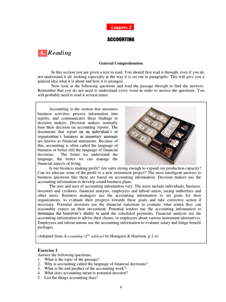 Lesson-2-Accounting - Reading & Exercise-1 | PDF | Accounting | Investing