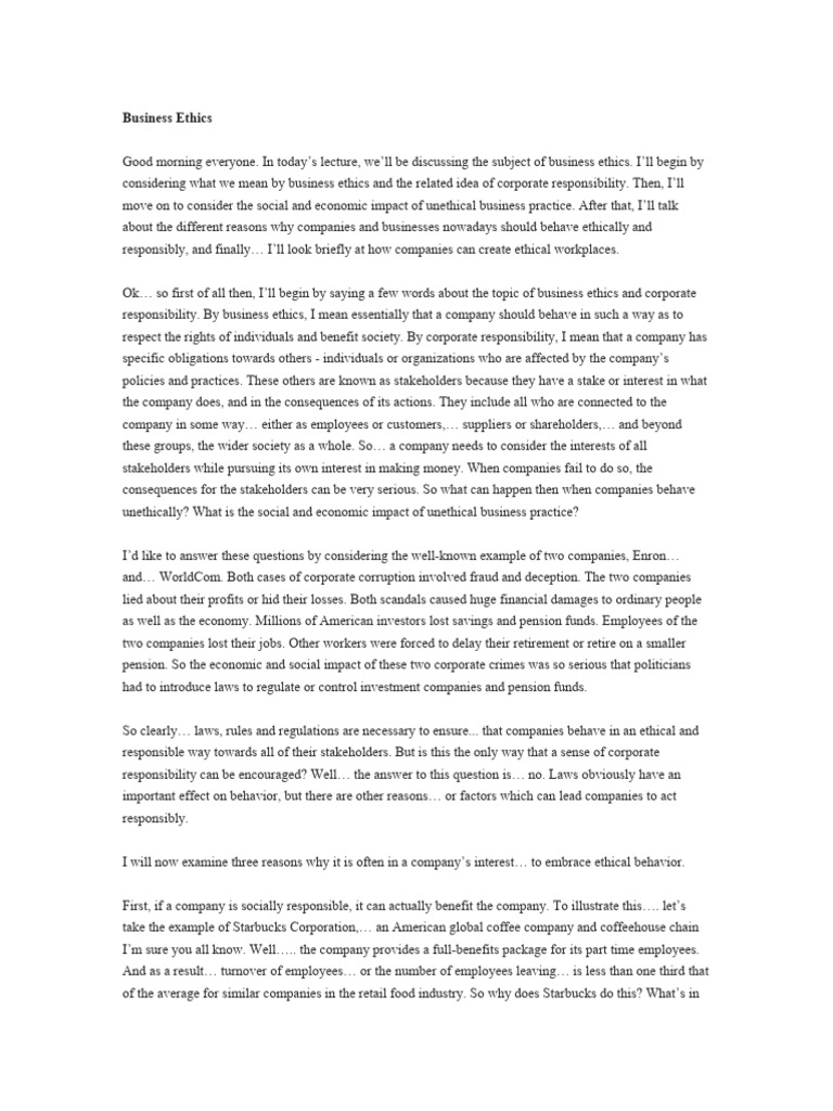 Business Ethics | PDF | Business Ethics | Corporate Social Responsibility Business Ethics | PDF | Business Ethics | Corporate Social Responsibility