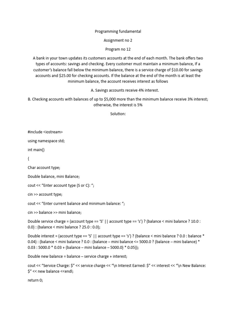 Programming Fundamental Assignment 2 | PDF | Salary | Interest Programming Fundamental Assignment 2 | PDF | Salary | Interest
