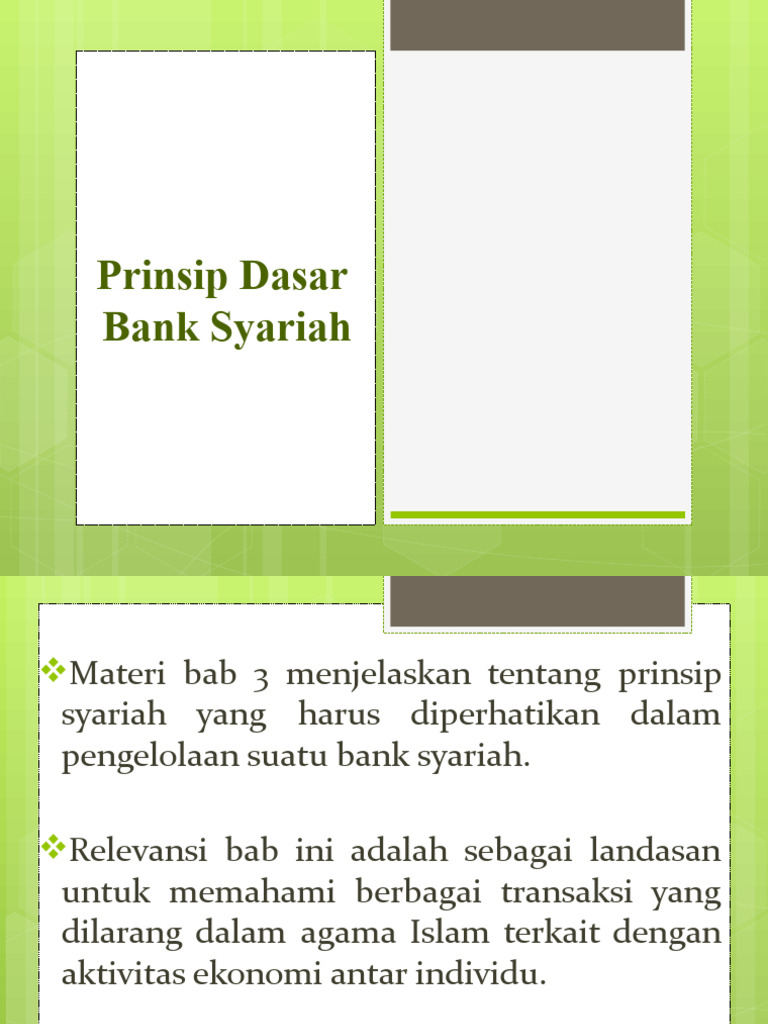 Bab 3 - Prinsip Dasar Bank Syariah | PDF