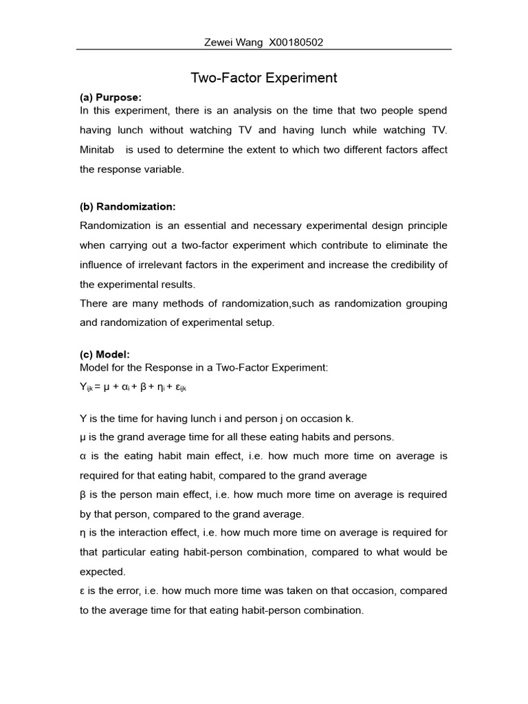 Statistics Experiment - Zewei - Wang - x00180502 | PDF | Analysis Of ...
