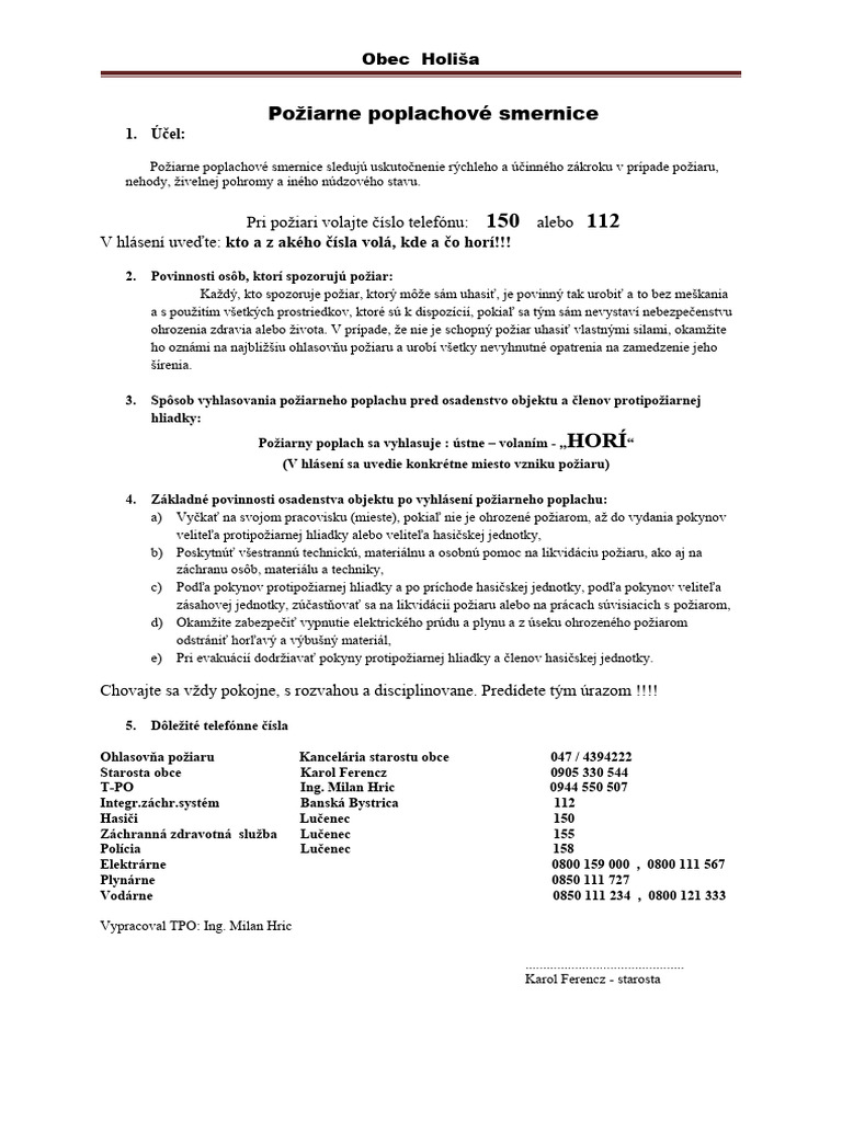 2, Požiarne Poplachové Smernice | PDF