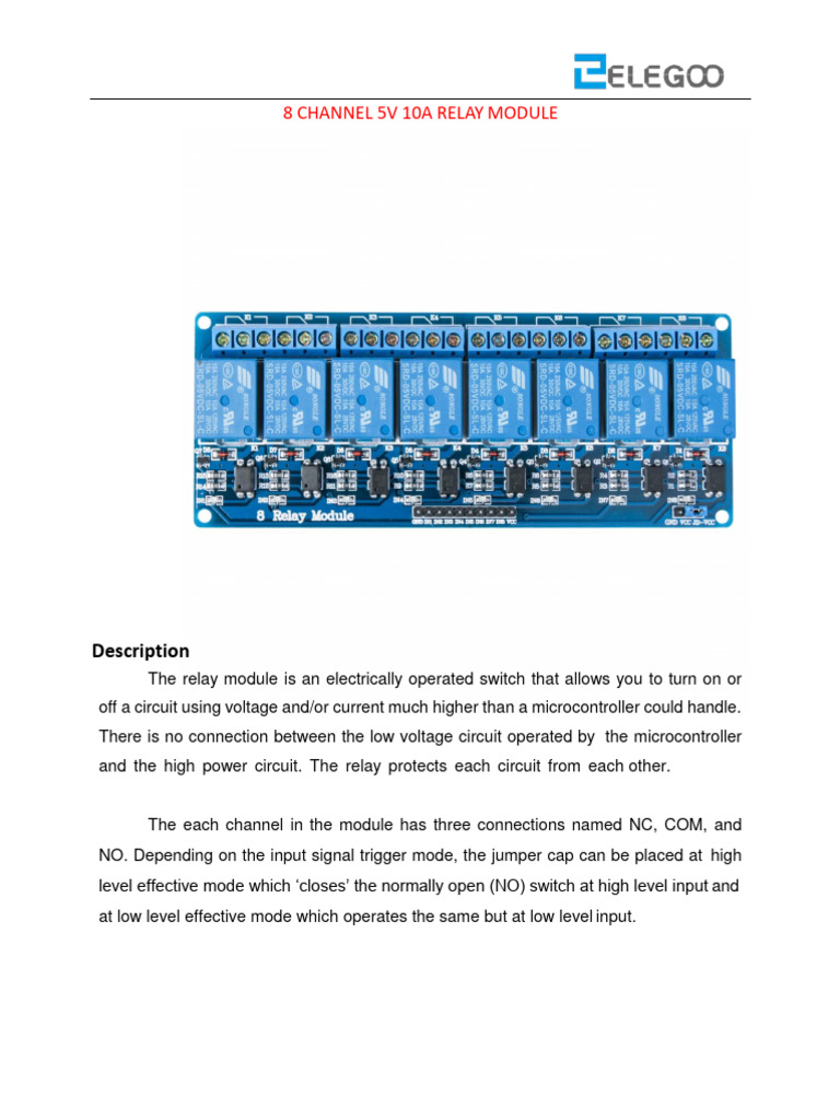 8 Channel 5V 10a Relay Module | PDF | Relay | Switch