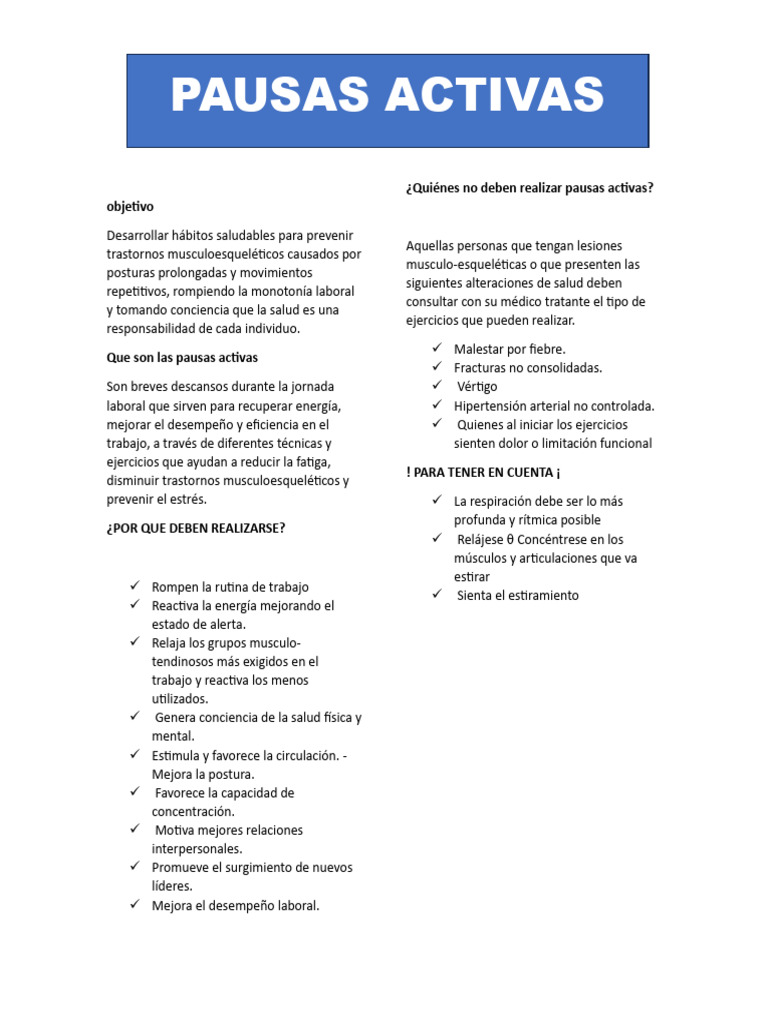 pausas activas saludables | PDF