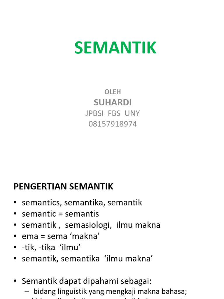 Pengertian dan Jenis Semantik dalam Linguistik | PDF | Seni & Disiplin Bahasa