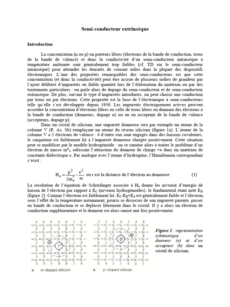 2 Semiconducteur Extrinseque | PDF | Dopage (semi-conducteur) | Semi ...