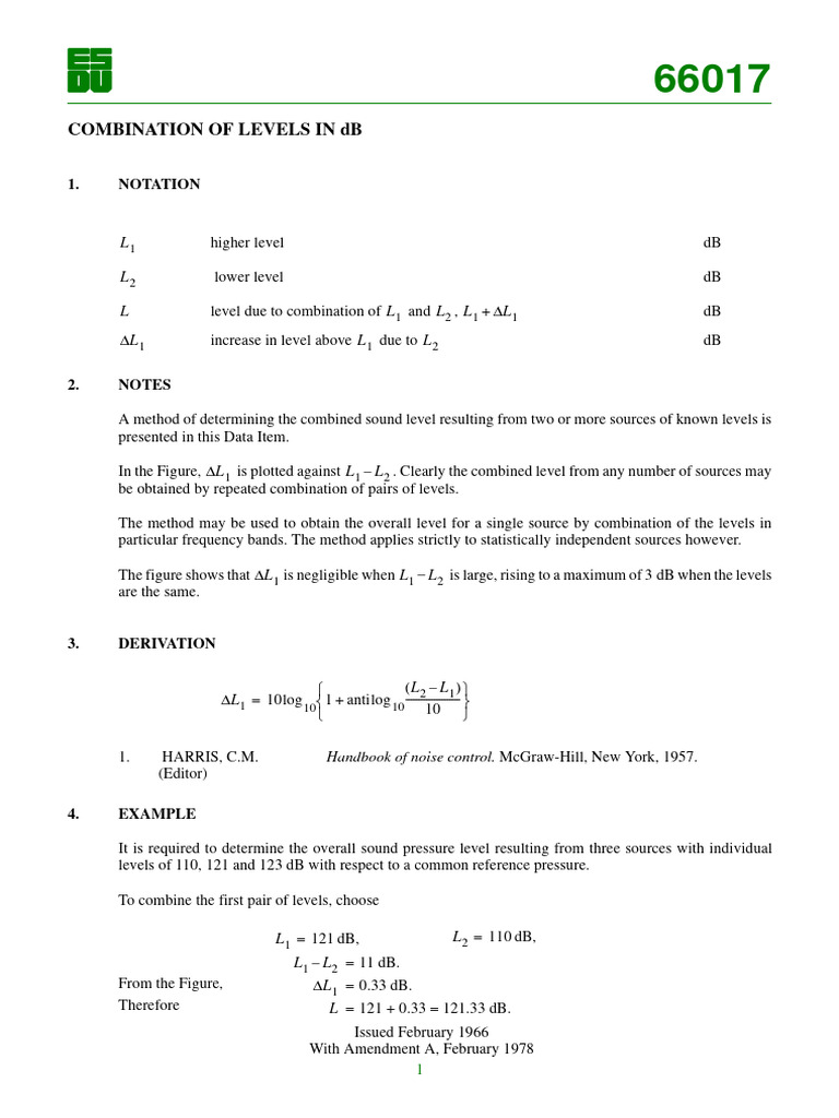 Combining Sound Levels in dB | PDF | Decibel | Classical Mechanics