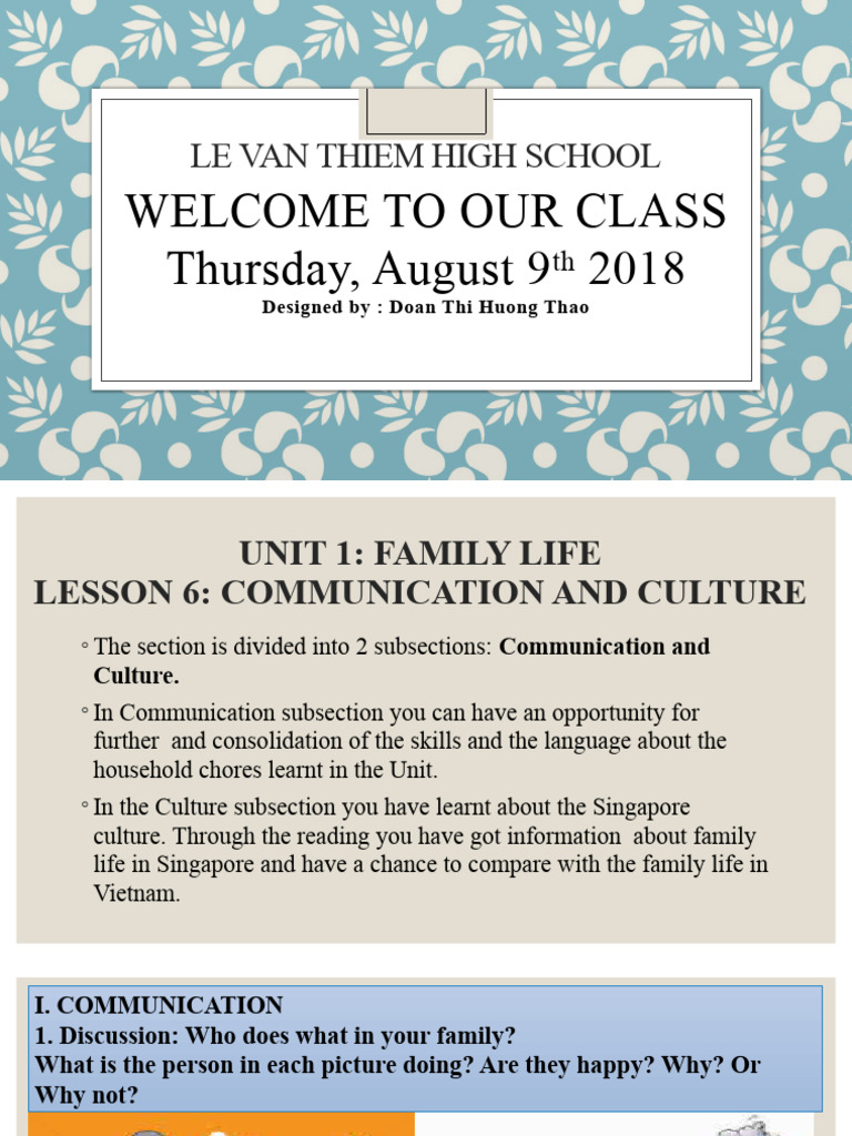 Unit 01 Family Life Lesson 7 Communication and Cuture | PDF | Vietnam ...