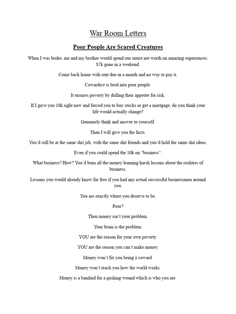 War Room Letters | PDF | Slavery