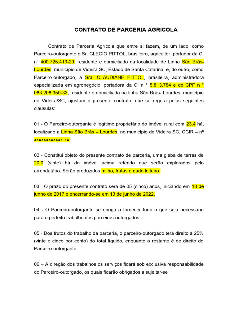 Modelo Contrato De Arrendamento Agrícola 4 Pdf Leasing Direito