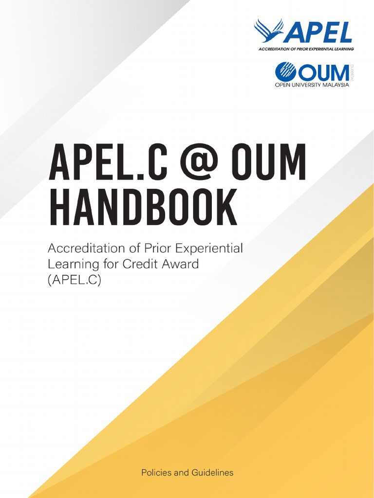 APEL.C at OUM Handbook | PDF | Postgraduate Education | Learning