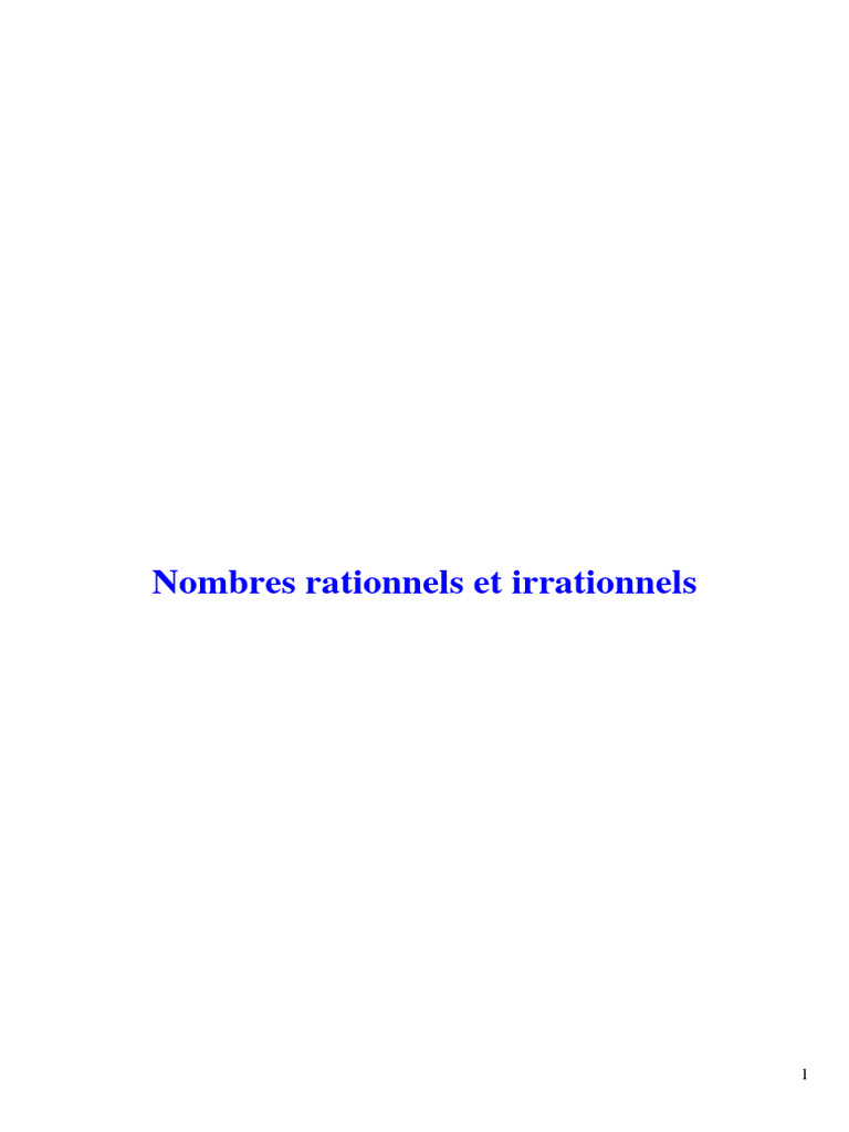 Les Nombres Rationnels | PDF | Pi | Nombre rationnel