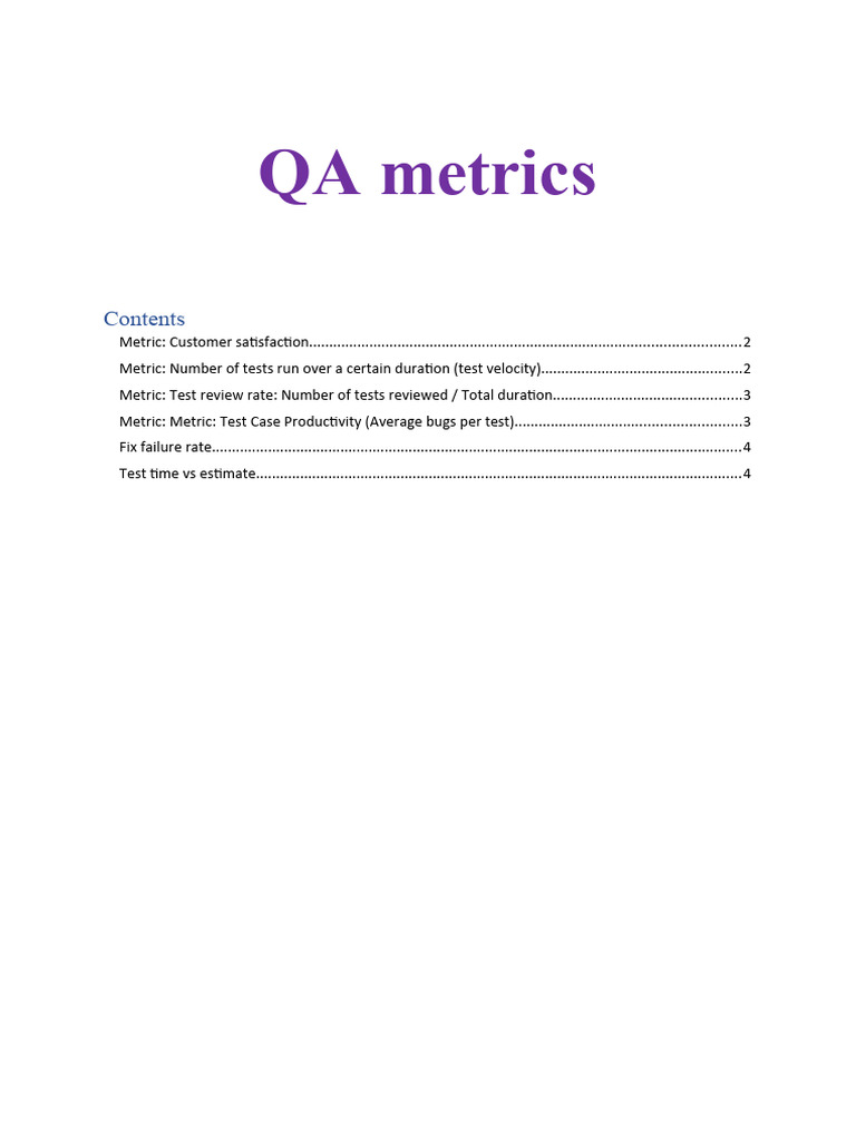 QA Metrics | PDF